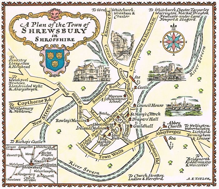 Jonathan Potter: Map : A Plan Of The Town of Shrewsbury in Shropshire